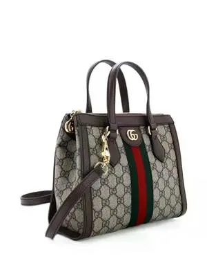 Gucci Ophidia Top Handle Gg Coated Canvas Small Tote Bag - Brown