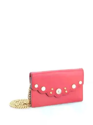 Gucci Pearly Peony Wallet On Chain Leather Mini Shoulder Bag