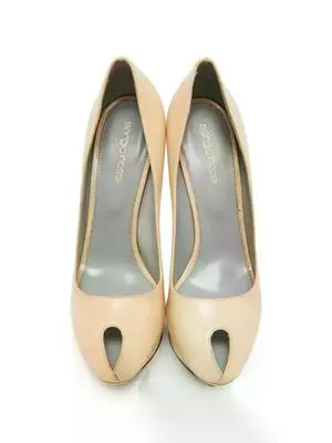 SERGIO ROSSI Cream Leather Cut-out Platform Stiletto Pumps
