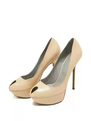 SERGIO ROSSI Cream Leather Cut-out Platform Stiletto Pumps