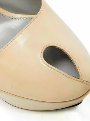 SERGIO ROSSI Cream Leather Cut-out Platform Stiletto Pumps