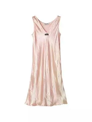 Miu Miu Logo-patch V-neck Dress - Pink