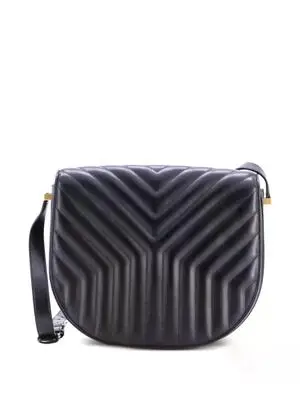 Saint Laurent Joan Matelasse Chevron Leather Medium Satchel - Black