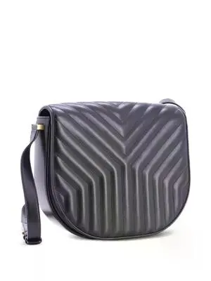 Saint Laurent Joan Matelasse Chevron Leather Medium Satchel - Black