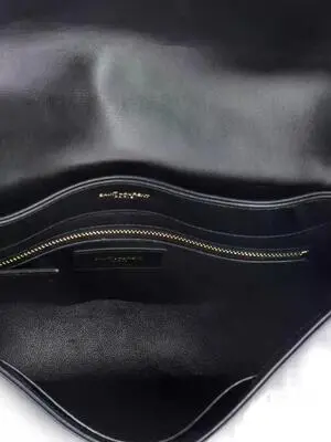 Saint Laurent Joan Matelasse Chevron Leather Medium Satchel - Black