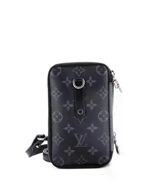 LOUIS VUITTON Double Phone Pouch Reverse Monogram Eclipse Canvas Clutch Bag - Black