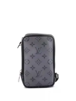 LOUIS VUITTON Double Phone Pouch Reverse Monogram Eclipse Canvas Clutch Bag