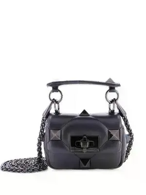 Valentino Garavani Roman Stud Flap Bag Quilted Leather Mini Shoulder Bag - Black