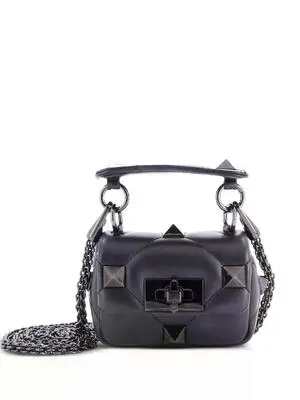 Valentino Garavani Roman Stud Flap Bag Quilted Leather Mini Shoulder Bag - Black