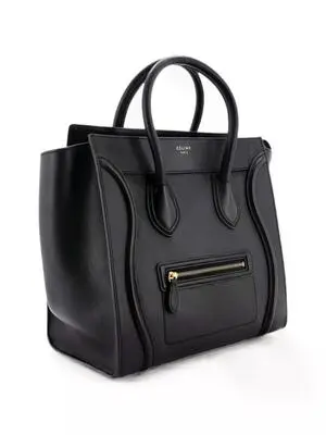 Celine Luggage Bag Smooth Leather Mini Tote Bag - Black