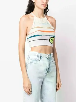 BARROW Halterneck Knitted Crop Top - Neutrals