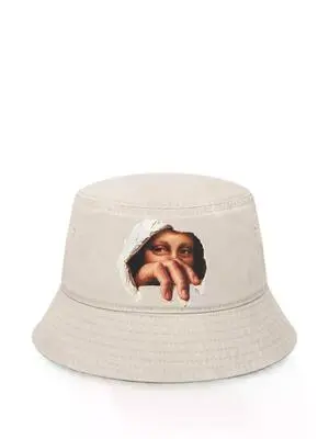 MELT Graphic-print Cotton Bucket Hat - Neutrals
