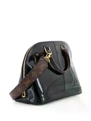 LOUIS VUITTON Alma Handbag Vernis With Monogram Canvas Pm Satchel - Black