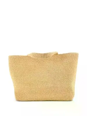 Saint Laurent Raffia Logo Tote Bag - Neutrals