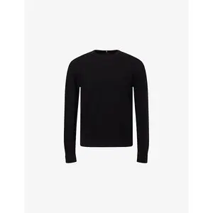 Moncler Crewneck Logo-patch Cotton Jumper - Black
