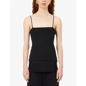 ST. AGNI Square-neck Stretch-rib Cotton Vest Top