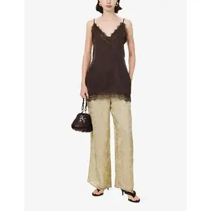 PRETTY LAVISH Inca Floral Jacquard Wide Leg Trousers