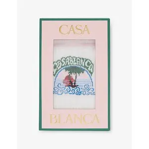 Casablanca Palm Tree Emblem Stretch Cotton-blend Socks