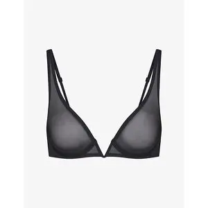SKIMS Ultra Fine Mesh Deep Plunge Bra - Obsidian