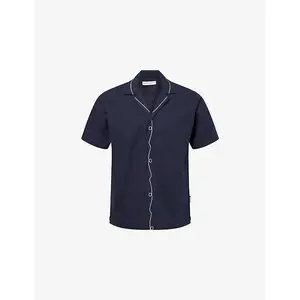 Orlebar Brown Maitan Embroidered Cotton Shirt - Night Iris
