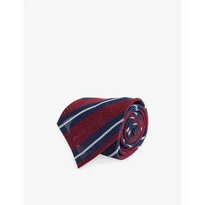 Dunhill Grenadine Club Striped Silk Tie - Red