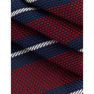 Dunhill Grenadine Club Striped Silk Neck Tie - Red