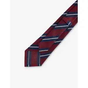 Dunhill Grenadine Club Striped Silk Neck Tie - Red