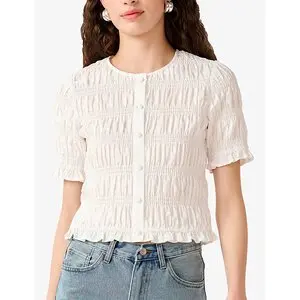 OMNES Burke Shirred Button-down Cotton Top