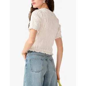 OMNES Burke Shirred Button-down Cotton Top