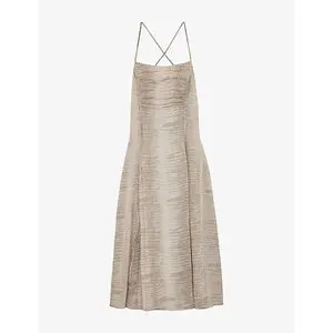 REISS Snake-print Woven Midi Dress