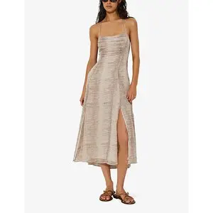 REISS Snake-print Woven Midi Dress