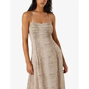 REISS Snake-print Woven Midi Dress