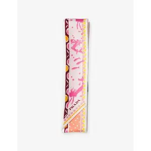 Prada Printed Silk Twill Skinny Scarf