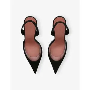 Amina Muaddi Lara 95 Heeled Suede Sling-back Courts