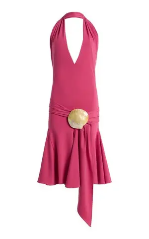 CONNER IVES Exclusive Shell-embellished Crepe Midi Halter Dress - Pink