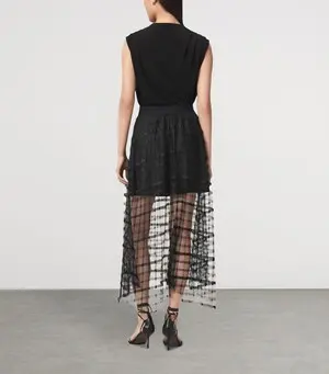 ALLSAINTS Sheer Overlay Celia Midi Skirt - Black