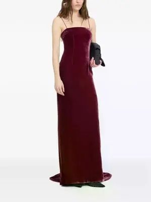 ROTATE BY BIRGER CHRISTENSEN Silk Velvet Strap Maxi Dress