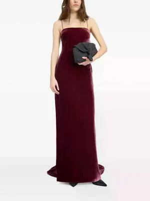 ROTATE BY BIRGER CHRISTENSEN Silk Velvet Strap Maxi Dress