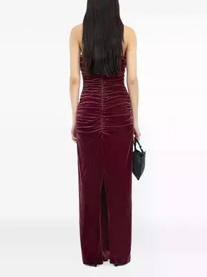 ROTATE BY BIRGER CHRISTENSEN Silk Velvet Ruched Strapless Gown