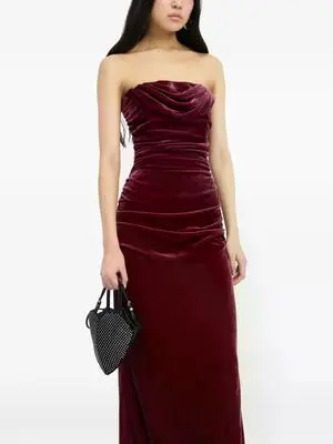 ROTATE BY BIRGER CHRISTENSEN Silk Velvet Ruched Strapless Gown
