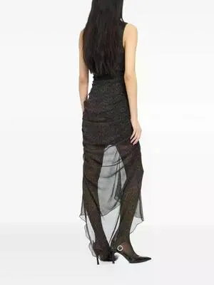 ROTATE BY BIRGER CHRISTENSEN Sleeveless V-neck Ruched Leopard Midi Dress