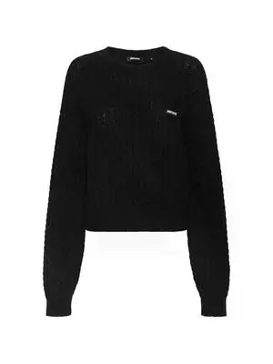 ROTATE BY BIRGER CHRISTENSEN Cable Crewneck Sweater - Black