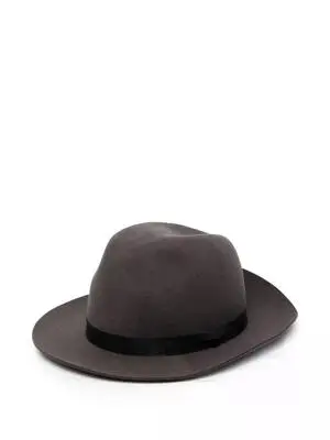 Yohji Yamamoto Grosgrain-trim Fedora Hat - Grey