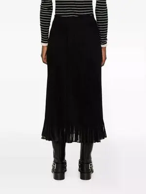 Maje Pleated Ruffled Mid Skirt