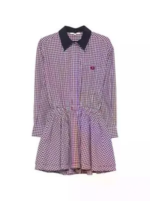 Maje Checked Cotton Mini Dress - Red