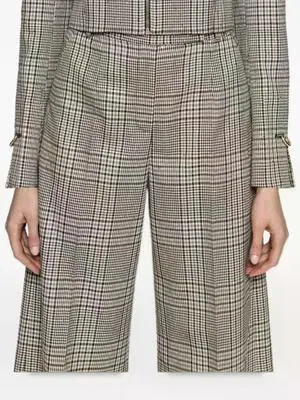 NISSA Checked Tailored Wide-leg Trousers - Neutrals
