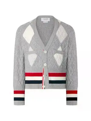Thom Browne Argyle Intarsia Cardigan - Grey
