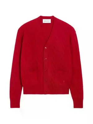 AMI Paris Cable Wool Cardigan - Red