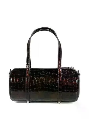 Sandy Liang Nano Pencil Case Croc-effect Bow-detail Bag Brown