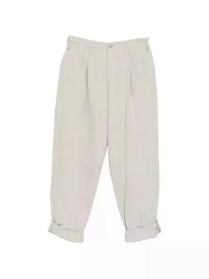 Yohji Yamamoto Pleated Cuff-tab Trousers - Neutrals